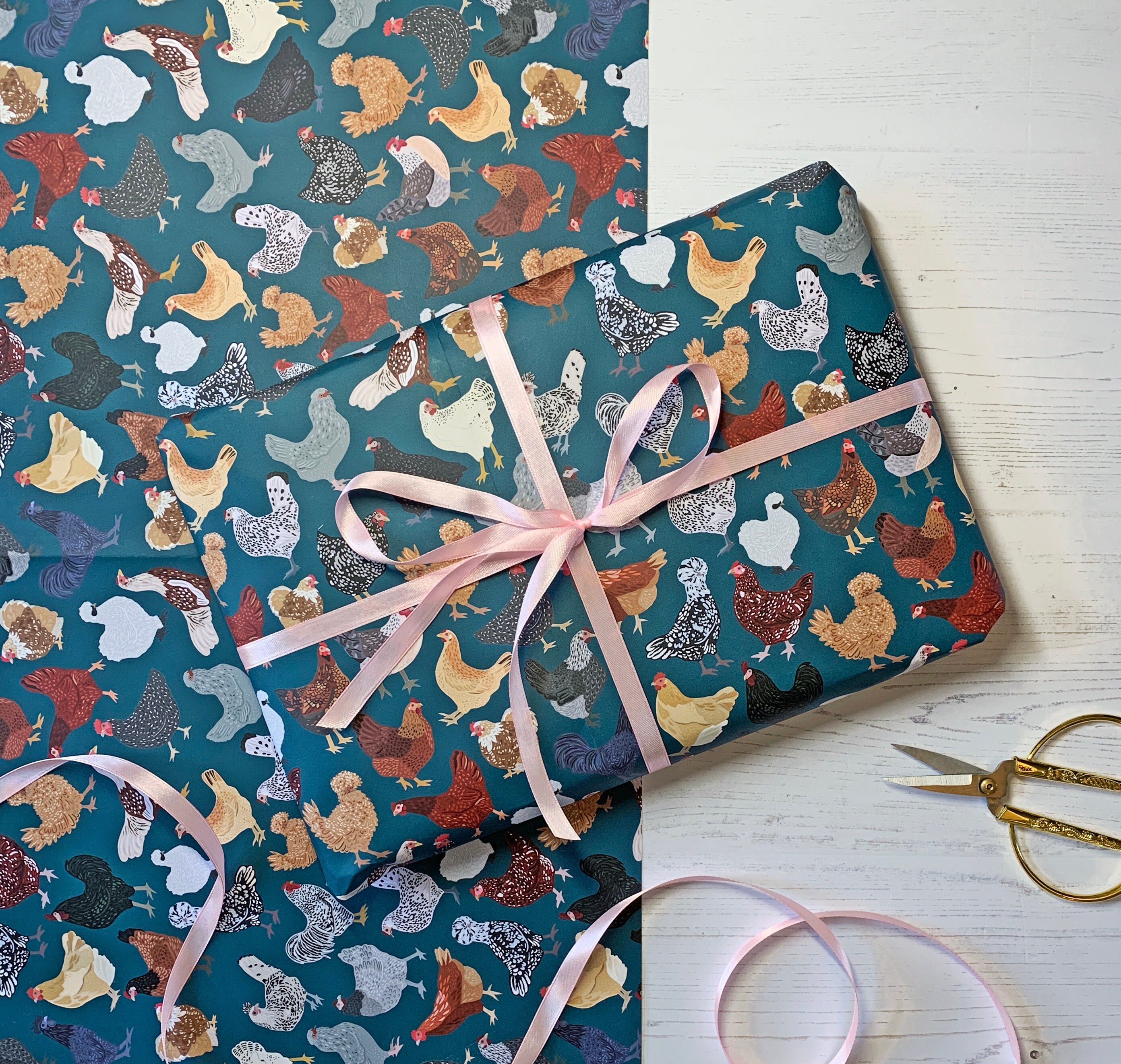 Chicken Wrapping Paper, Chicken Wrap Sheet, Illustrated Chicken Wrap