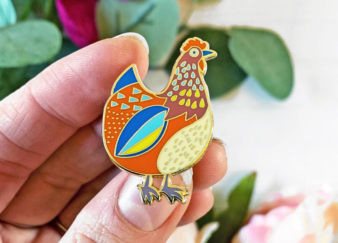 Chicken Enamel Pin Badge Hard Enamel Badge Chicken Gifts | Etsy