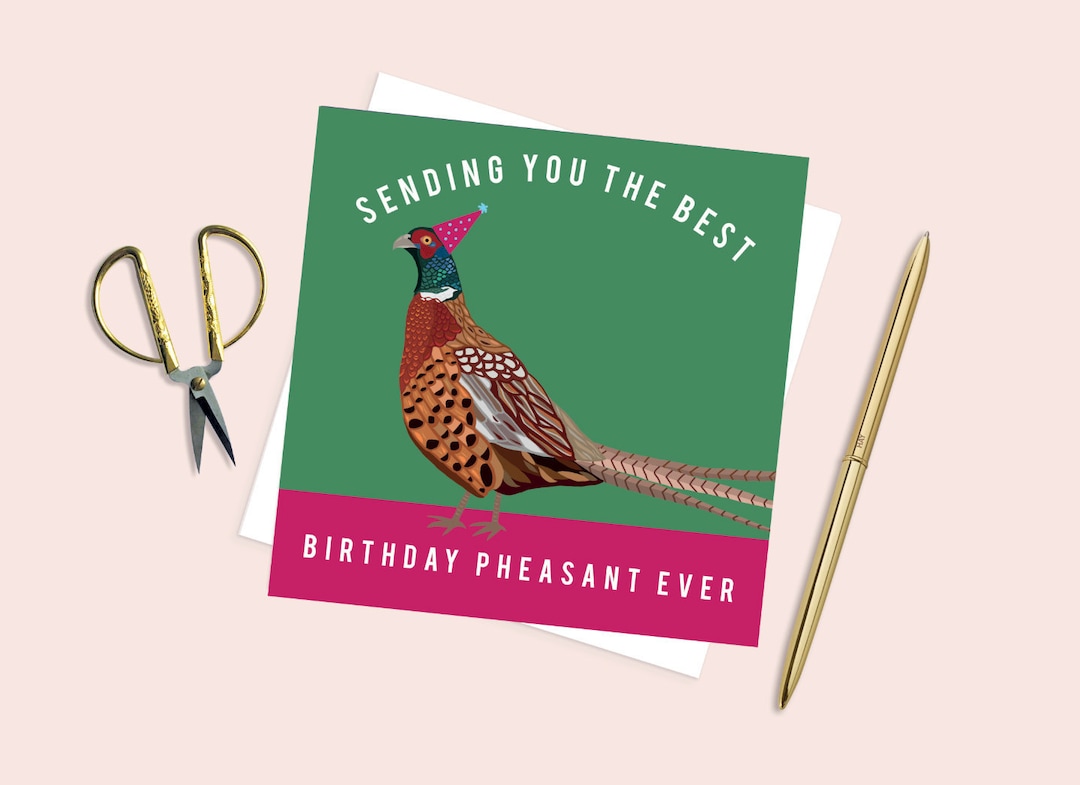 Pheasant Birthday Card, Funny Birthday Card, Pun Card, Humour Card ...