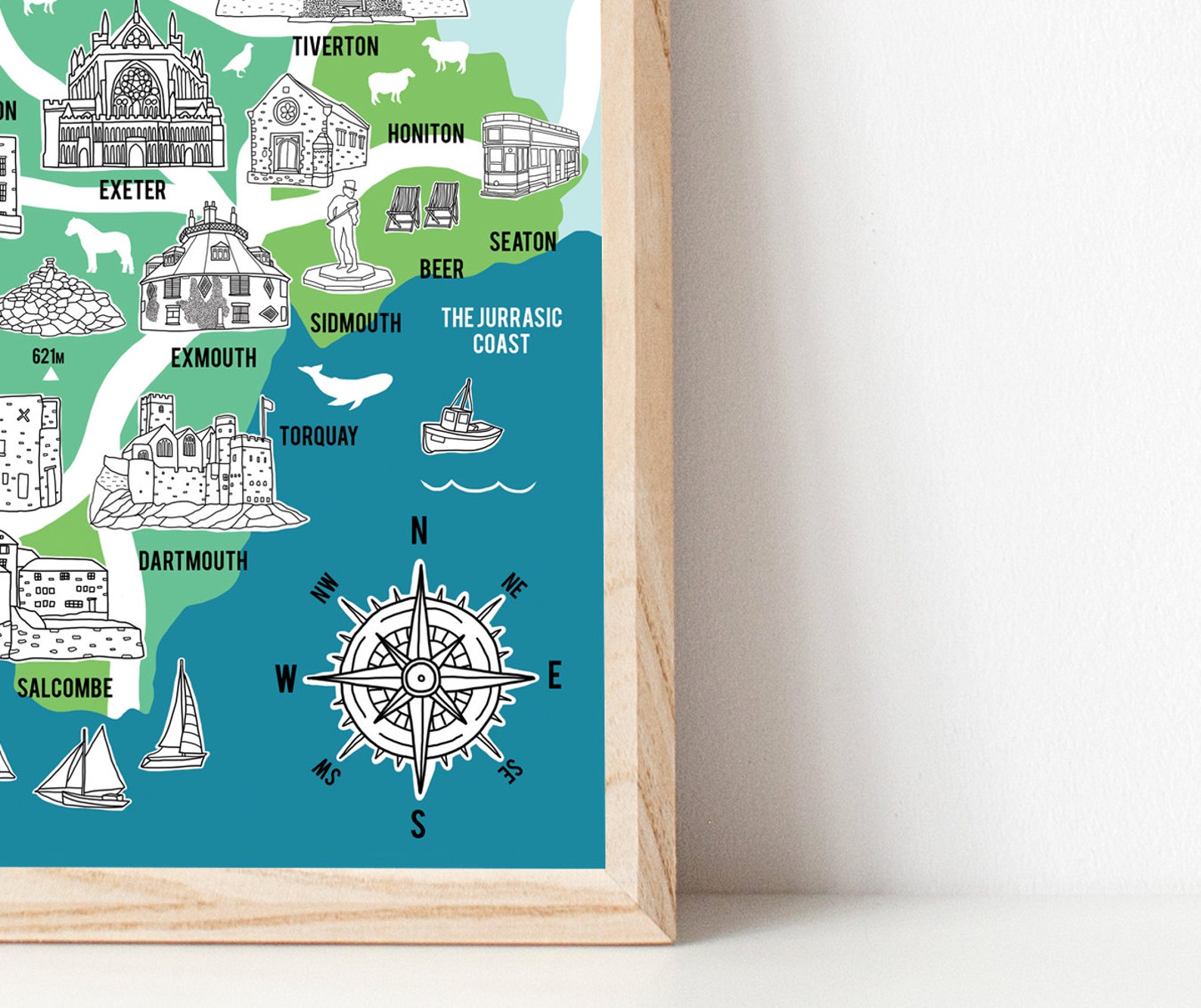 Devon Map, Illustrated Map, Devon Gifts, Map of Devon, Devon Art, Devon ...