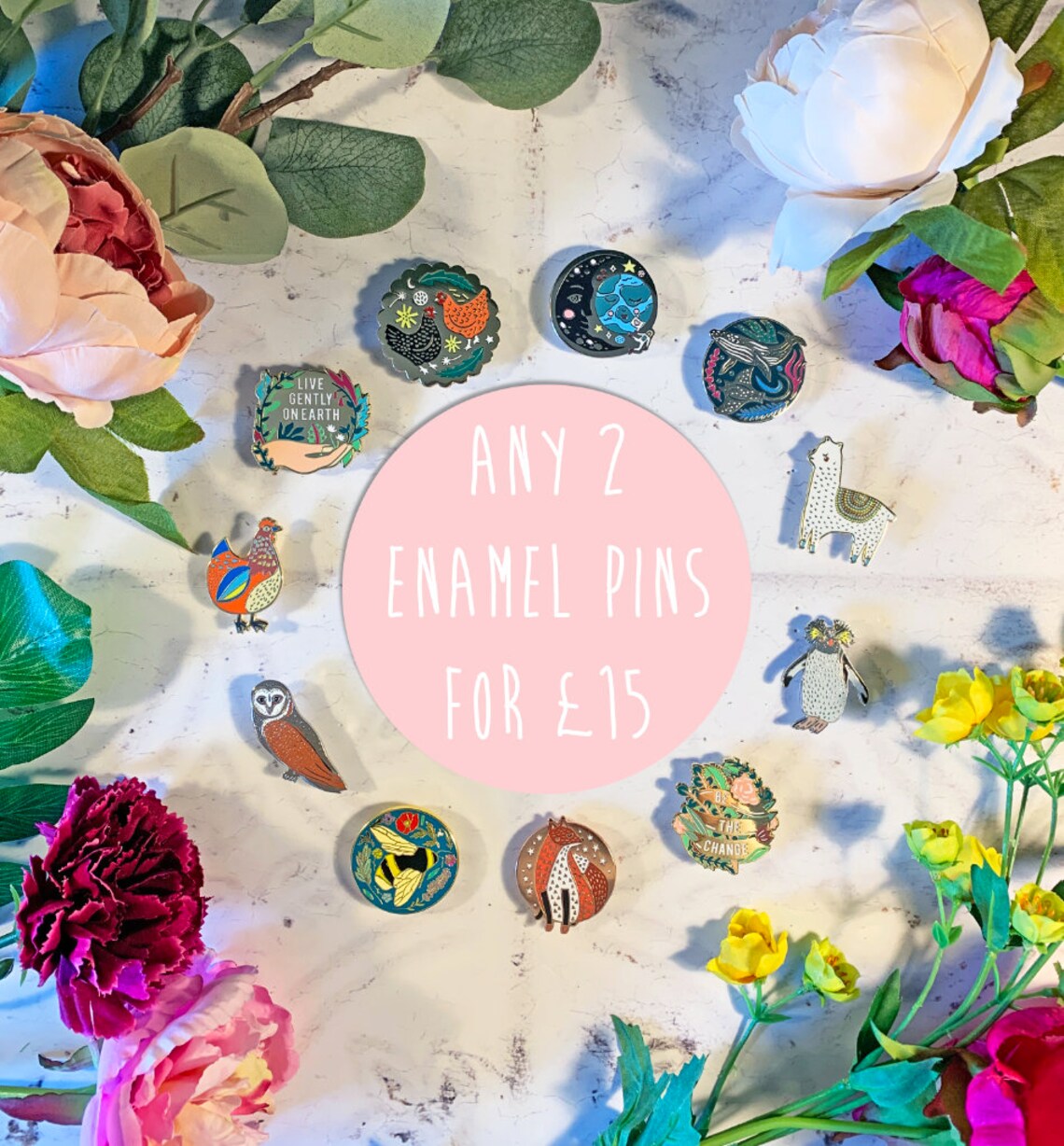 Any 2 Enamel Pins Enamel Pins Animal Pins Chicken Pin Fox | Etsy UK