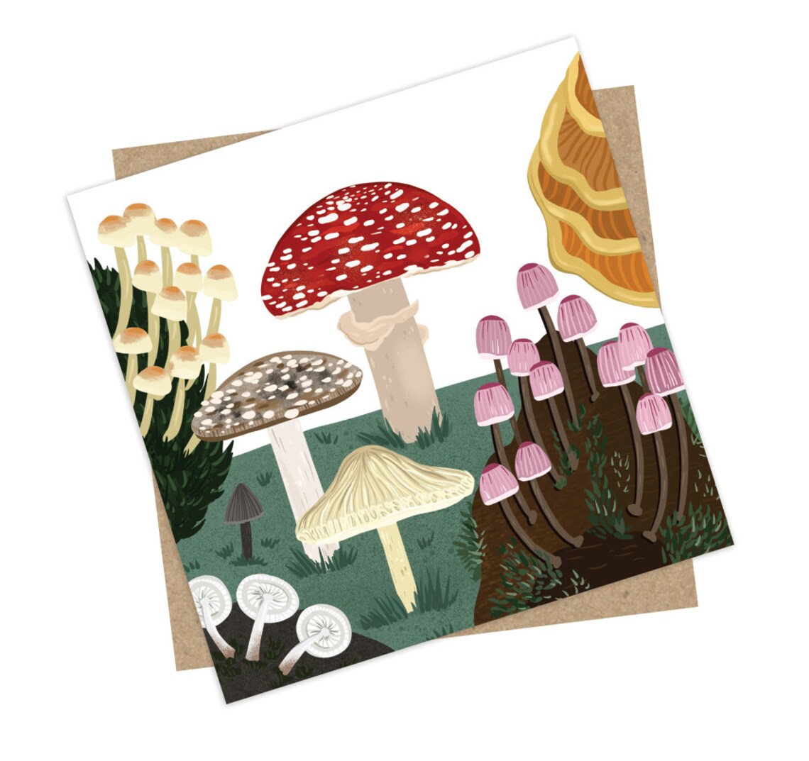 Fungi Card Cute Mushroom Card Nature Card Woodland - Etsy