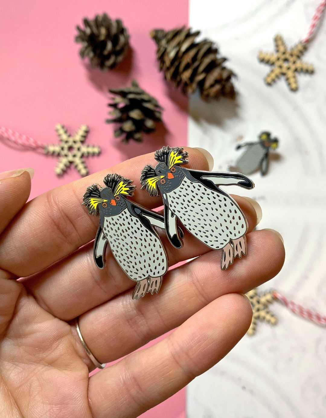 Penguin Enamel Pin Badge, Rockhopper Penguin Pin, Enamel Pin, Hard ...