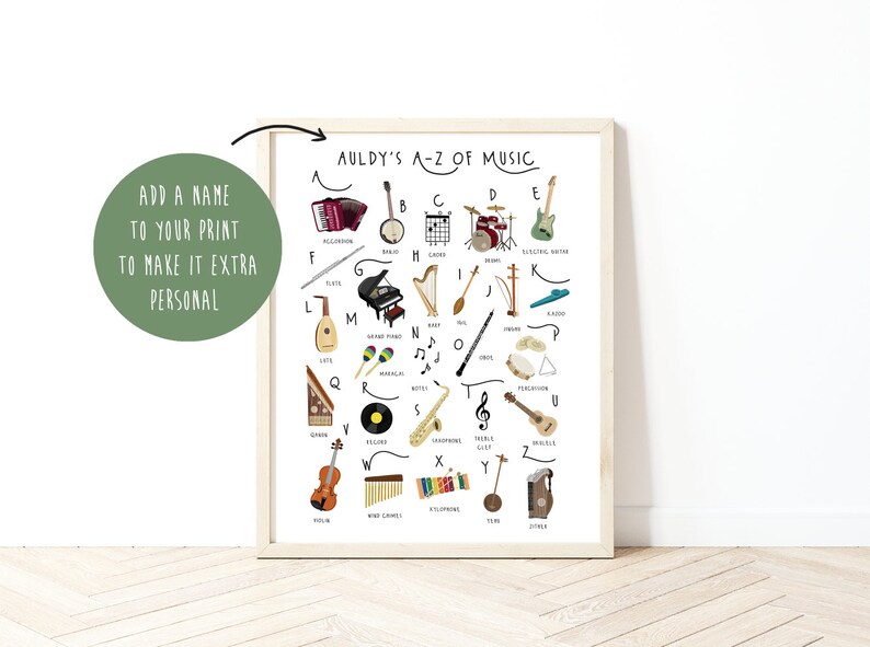 A-Z of Music Poster, Musical Alphabet, Alphabet Print, Music Print ...