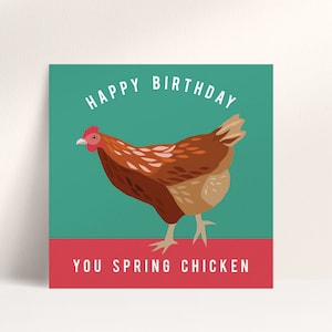 Funny Birthday Card, Spring Chicken Birthday Card, Happy Birthday ...