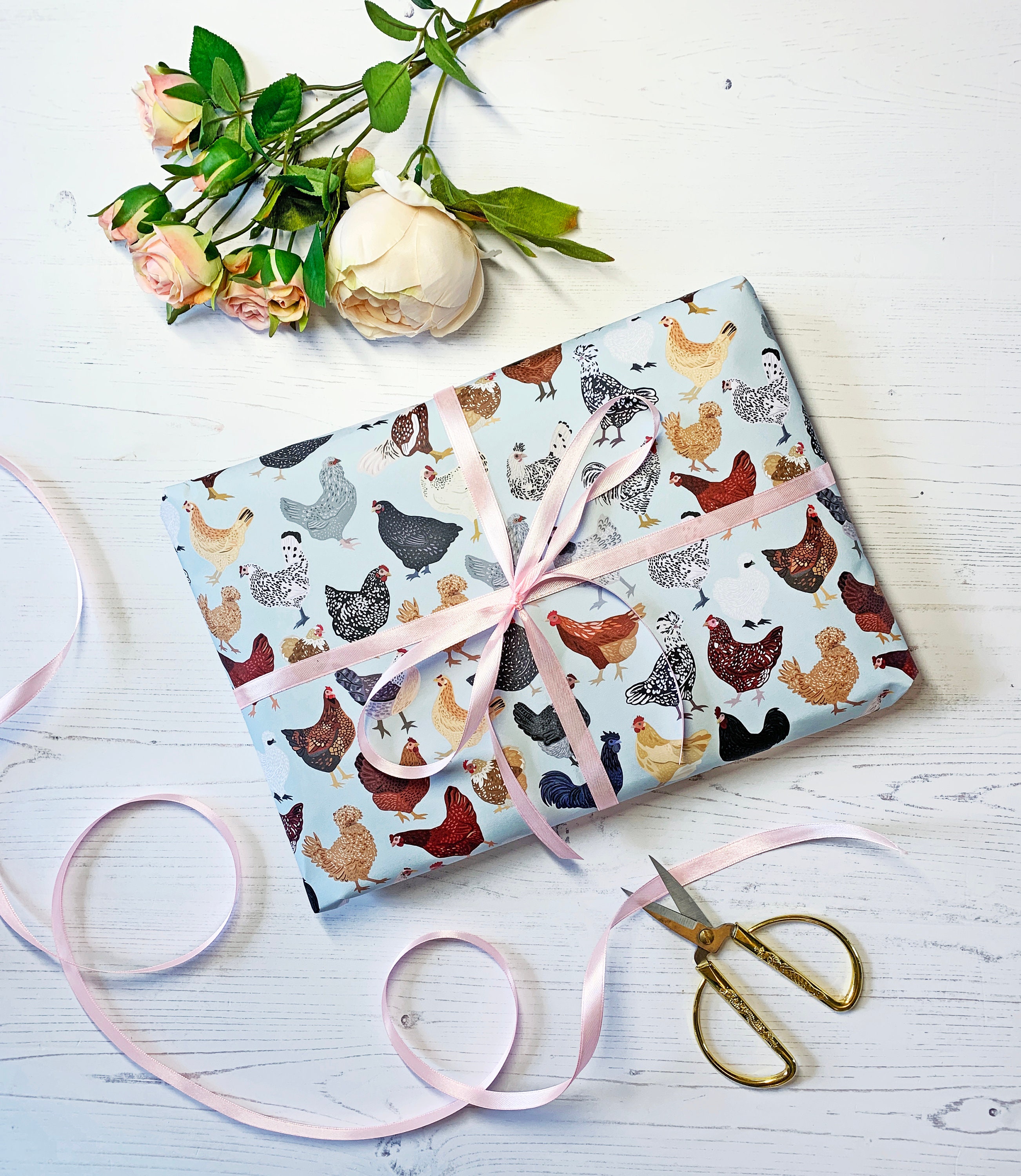 Chicken Wrapping Paper, Chicken Wrap Sheet, Illustrated Chicken Wrap