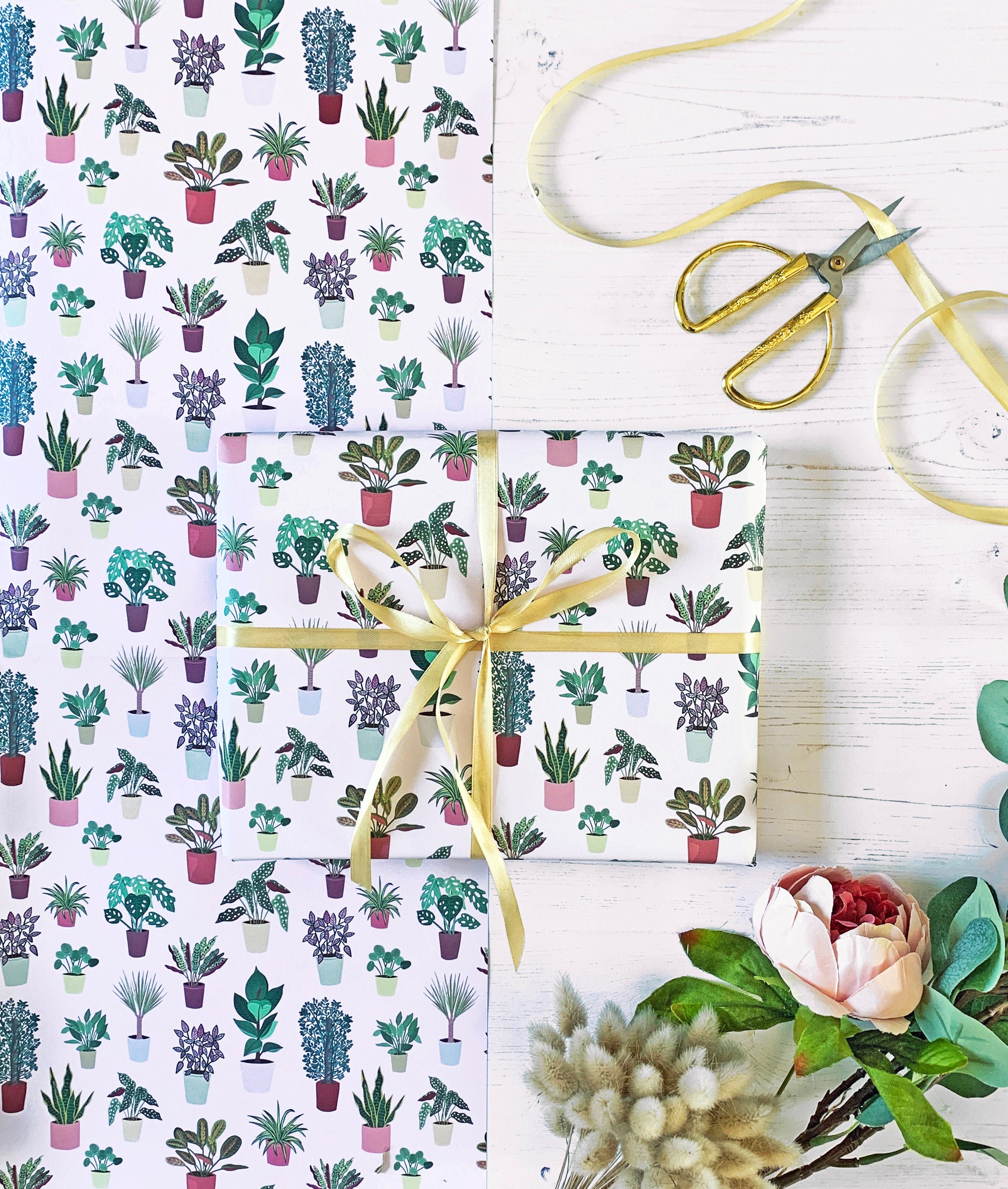 House Plant Wrapping Paper, House Plant Paper, Plants gift sold by ...