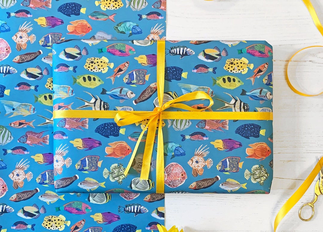 Fish Wrapping Paper, Cute and Colourful Fish Wrap, Tropical Fish Gift ...