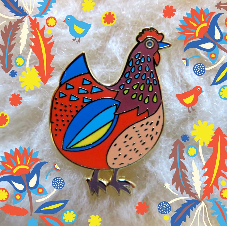 Chicken Enamel Pin Badge Hard Enamel Badge Chicken Gifts | Etsy