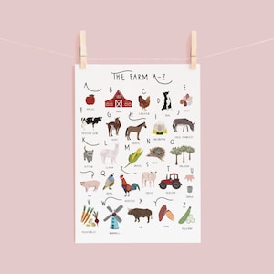 Farm A-Z Print, Alphabet Poster, Things on the Farm Print, Kids Wall ...