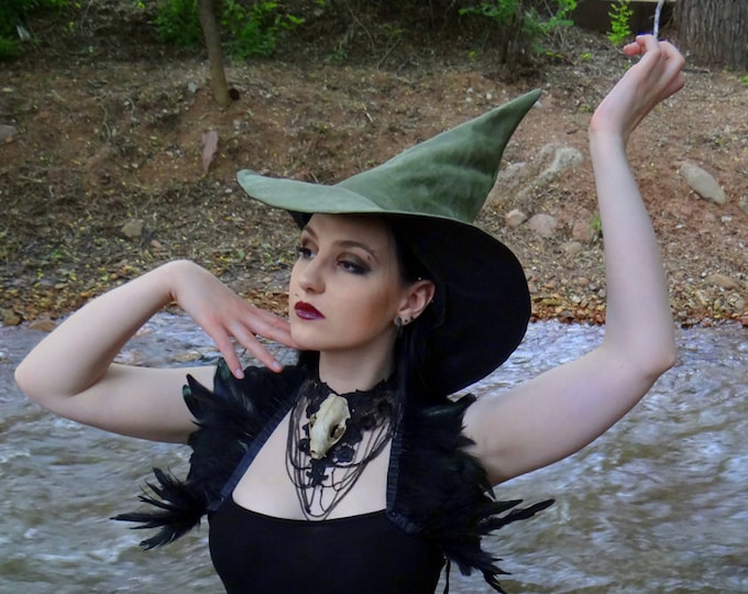 The Sage Witch or Wizard Sage Suede Witch or Wizard Hat - Etsy