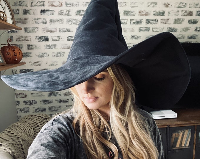 Extra Large Black Suede Witch or Wizard Hat - Etsy
