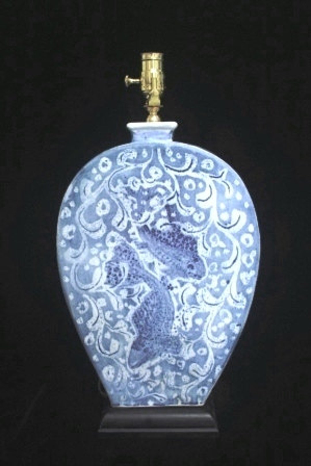 Fish Lamp, Blue and White Tabletop Lamp - Etsy