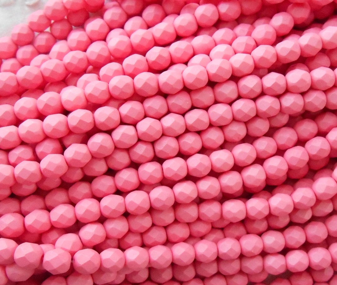 25 6mm Saturated Pink Glass Beads Firepolished Bright Pink - Etsy