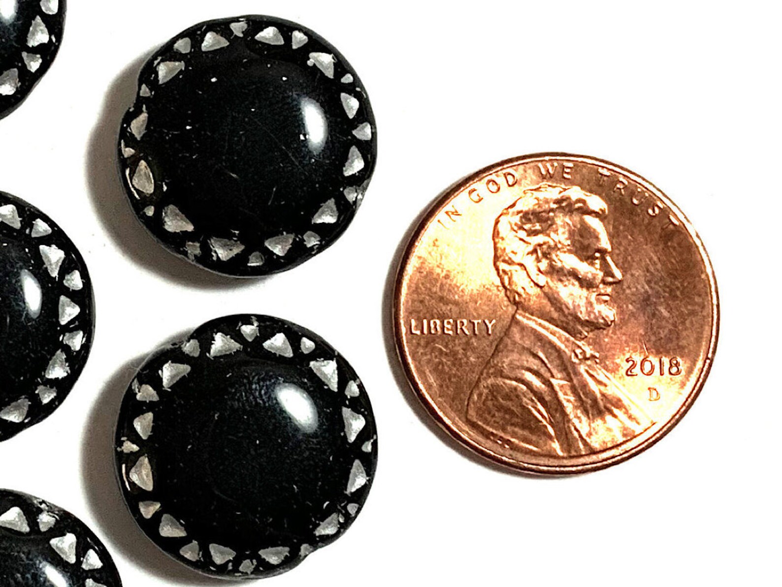 Six 16mm Czech Glass Puffy Coin Or Disc Beads Opaque Jet Etsy