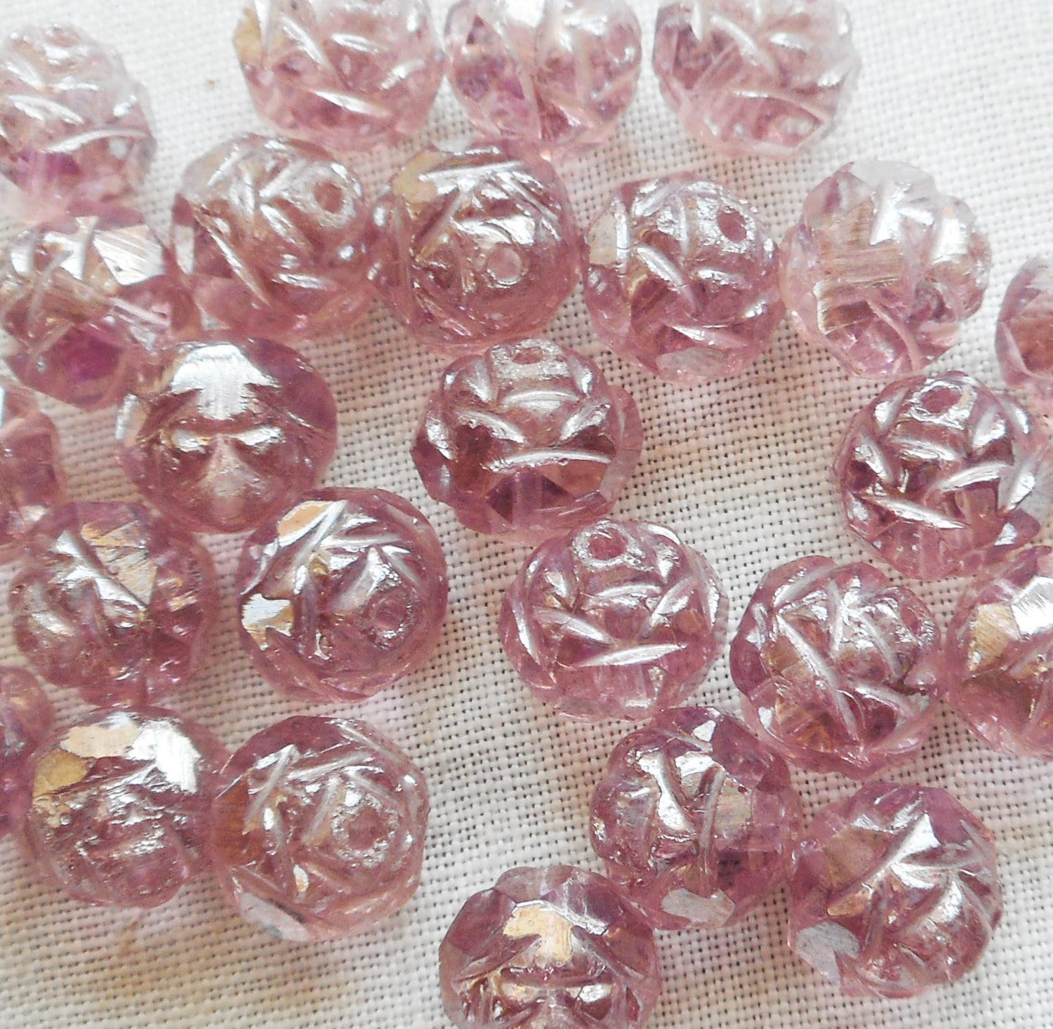 Twelve Light Amethyst Luster 7 X 8mm Rosebud Beads Faceted | Etsy