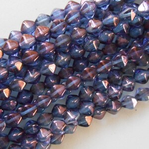 50 6mm Transparent Amethyst Luster Bicone Pressed Glass Purple Czech ...