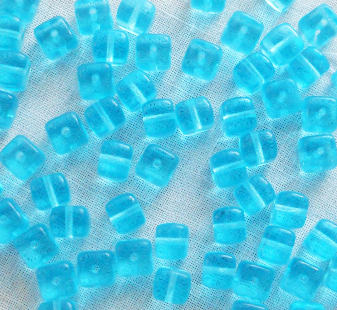 Lot of 25 Aqua Blue Cube Beads 5 X 7mm Czech Glass Beads - Etsy