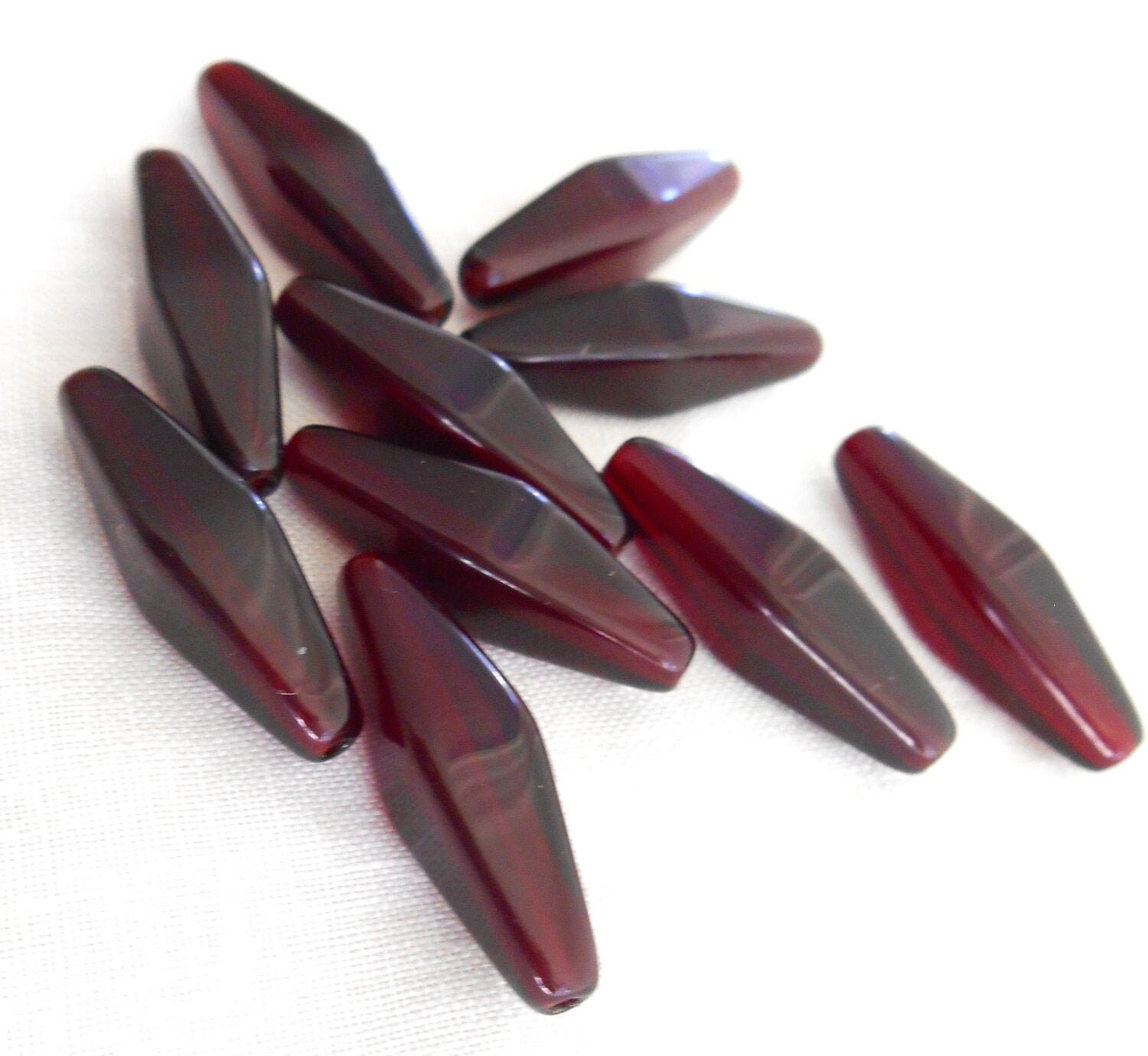 10 24 X 9mm Garnet Ruby Red Glass Long Lantern or Tube Beads - Etsy