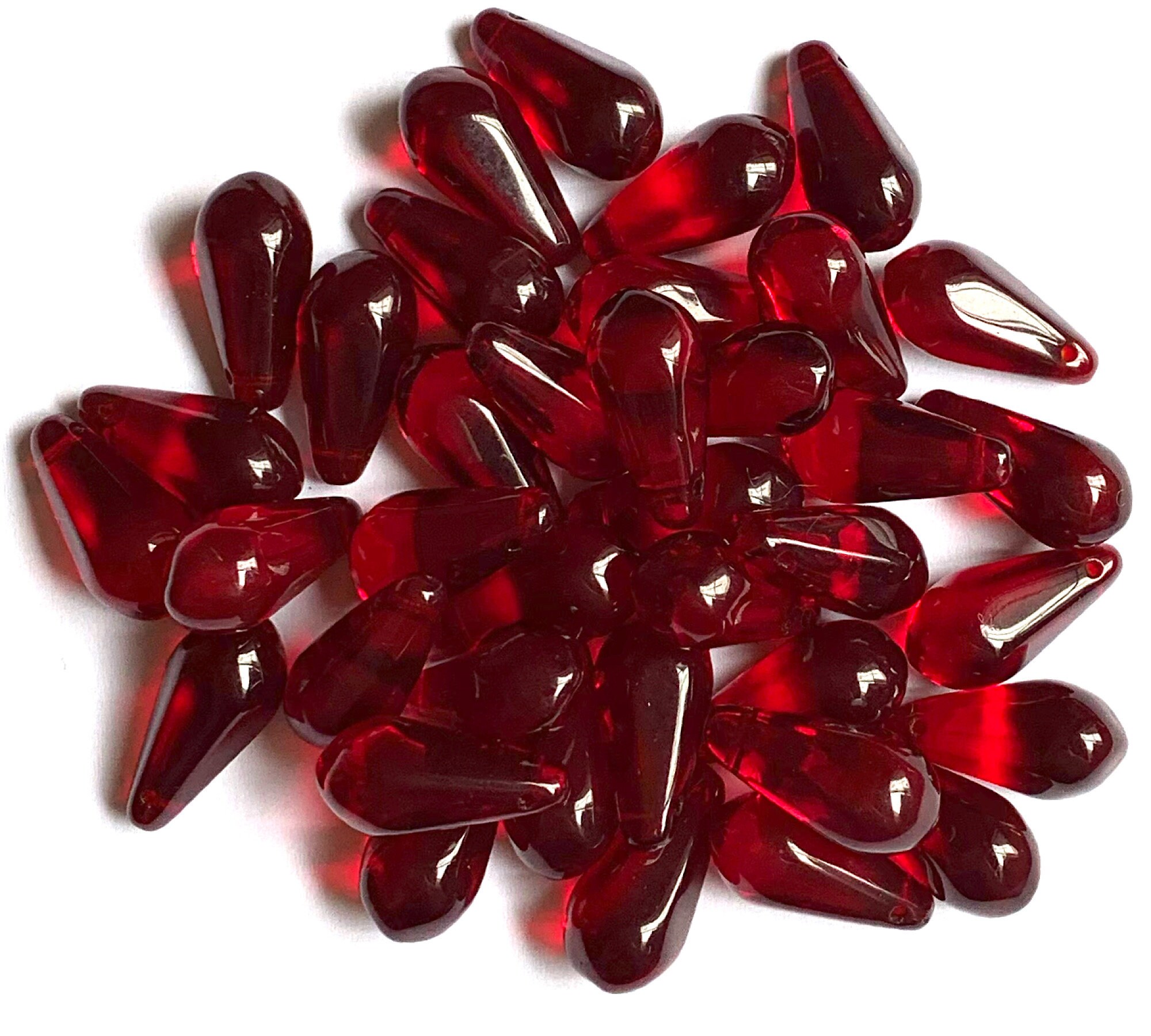 Ten Large Czech Glass Teardrop Beads 9 X 18mm Light Garnet - Etsy