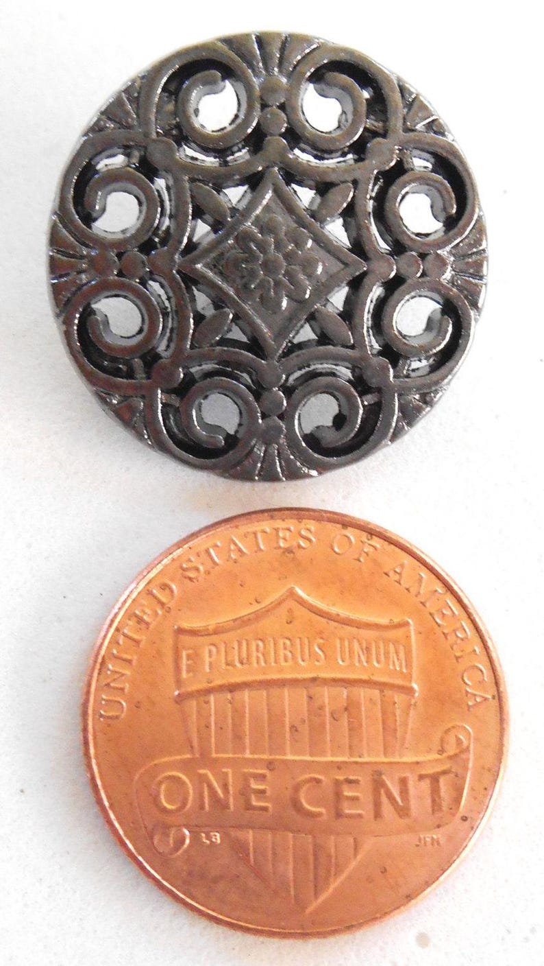 One 20mm Gun Metal Decorative Shank Button With Openwork C3011 - Etsy