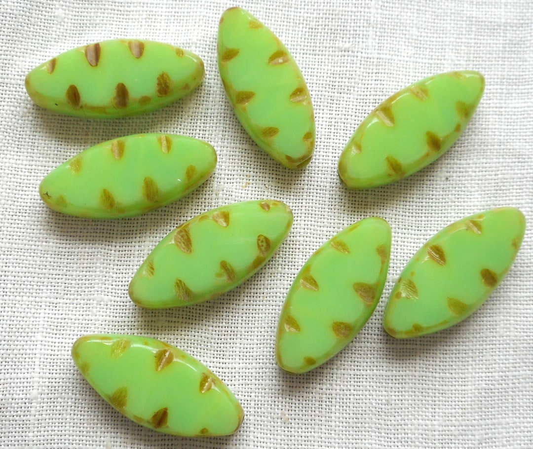 Ten 18 X 7mm Lime Green Oblong Oval Carved Notched Table - Etsy