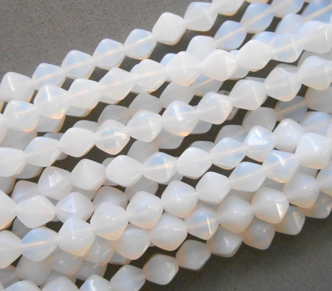 50 6mm Milky White Bicone Beads, Pressed Glass Czech Bicones, C0082 - Etsy