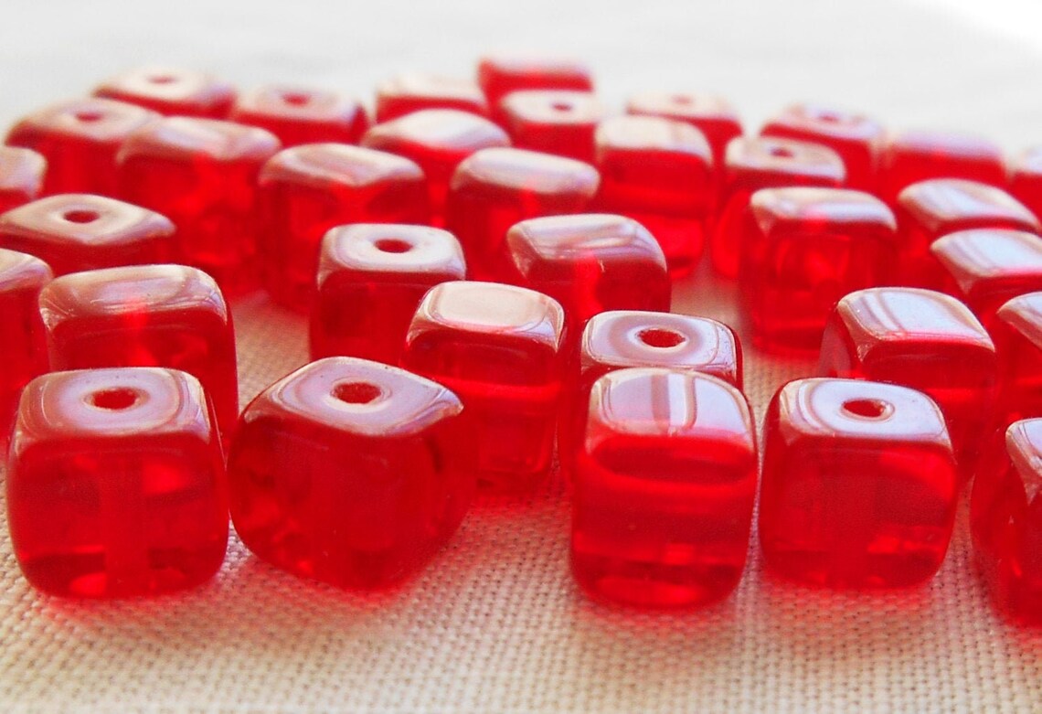 Lot of 25 Siam Red Cube Beads 5 X 7mm Czech Glass Beads - Etsy