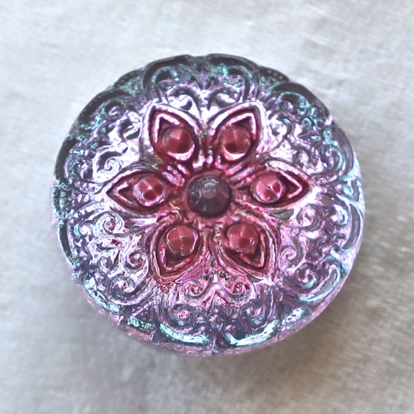 Pink Glass Button - Etsy