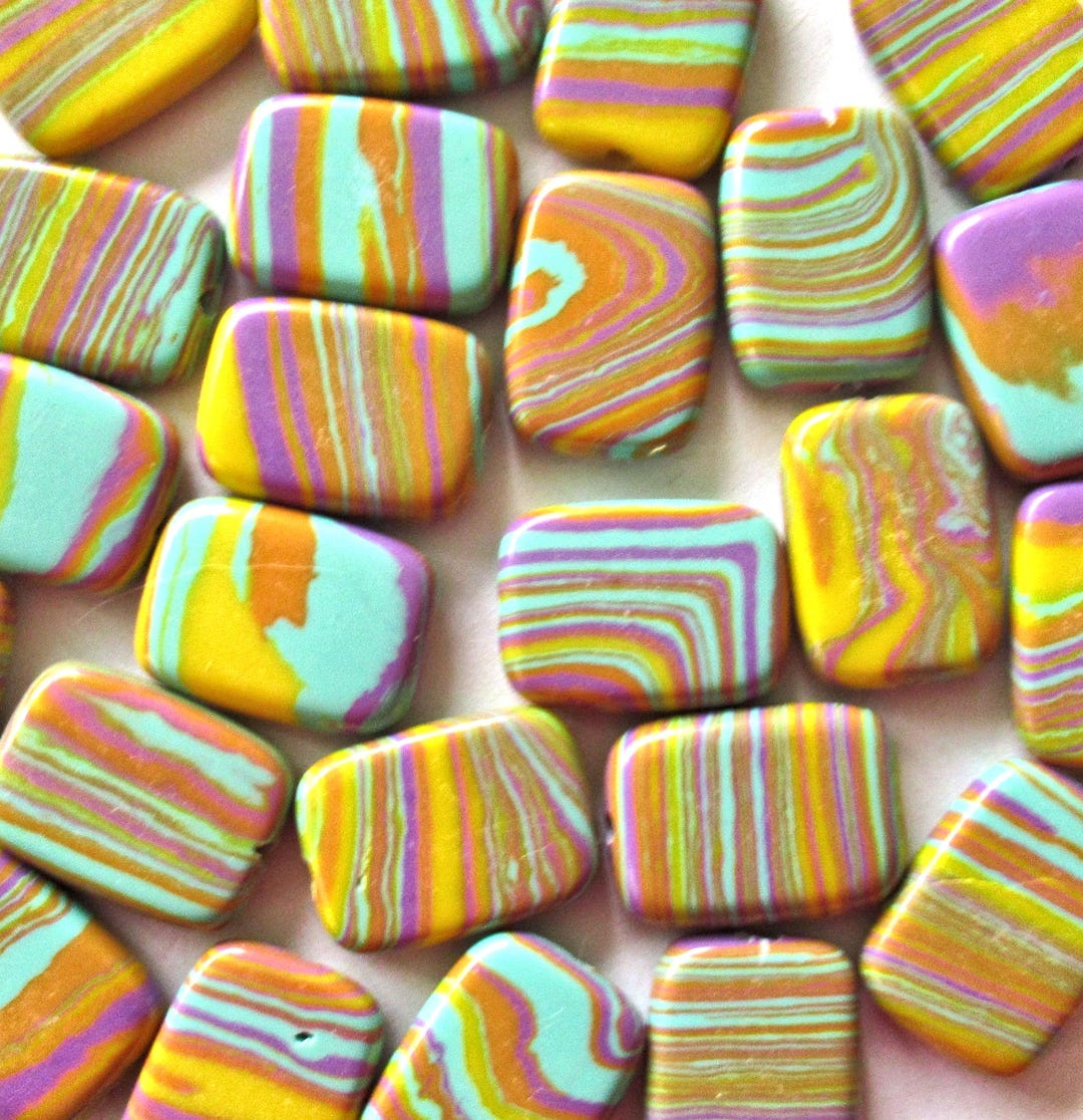 15mm Calsilica Rainbow Rectangle Beads - 15 X 11mm - Synthetic ...