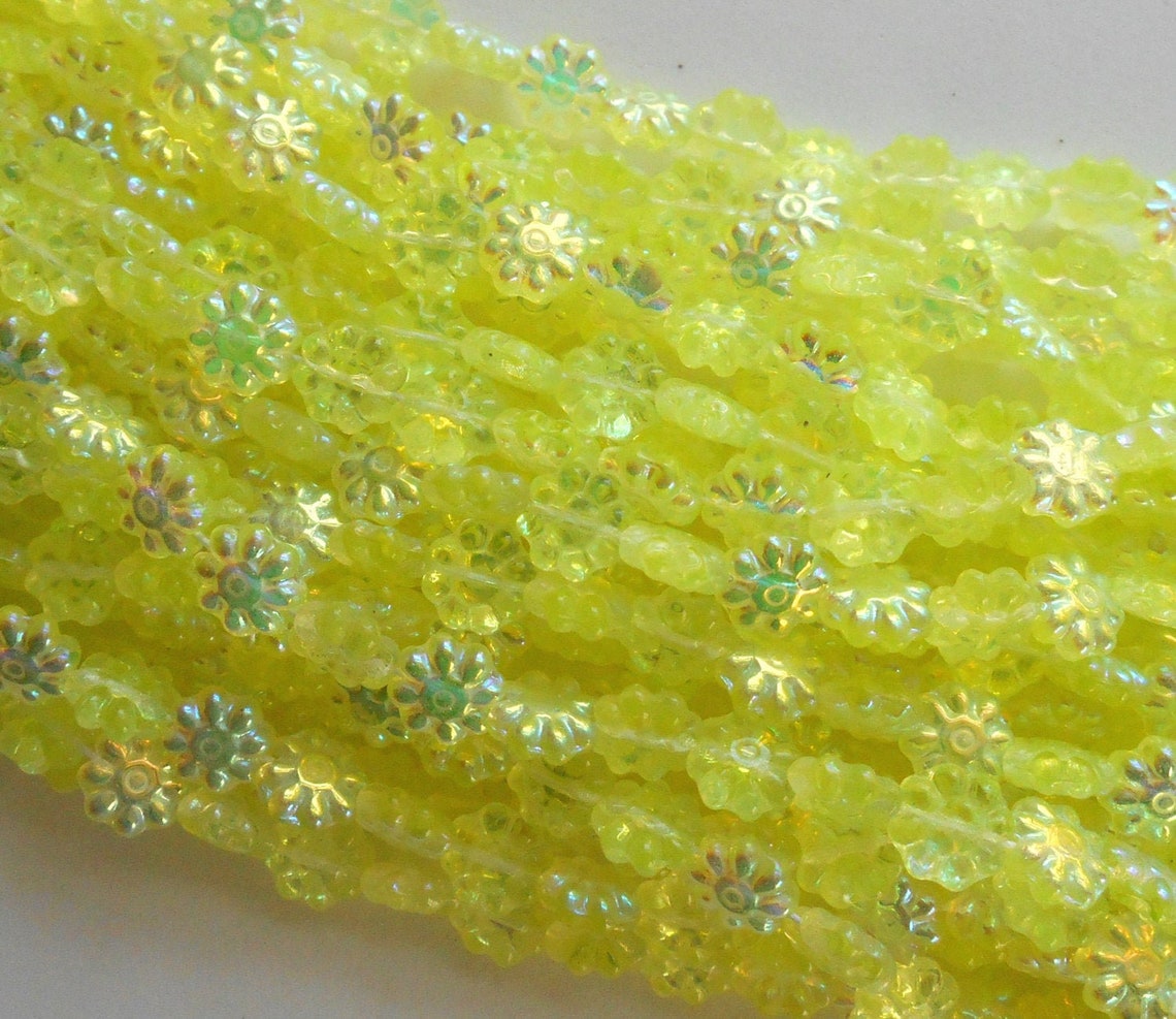 25 9mm Jonquil AB Daisy Discs Czech Pressed Glass Yellow - Etsy