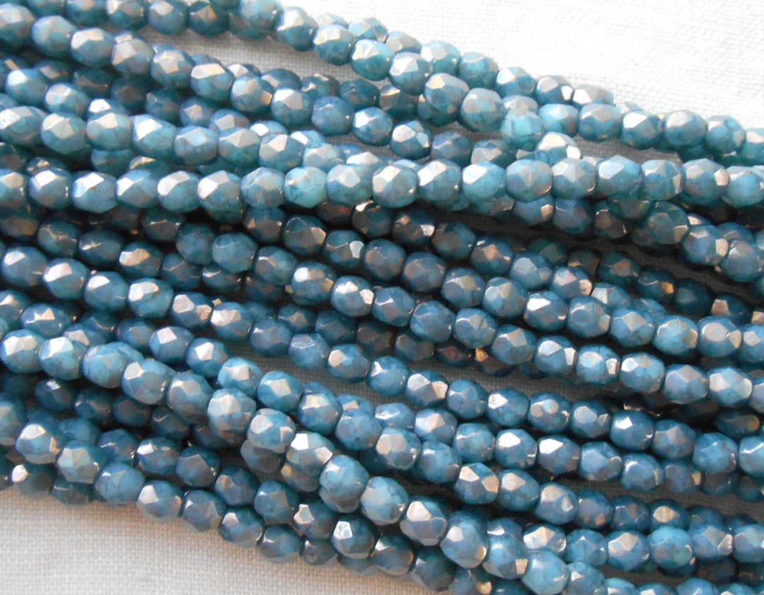 50 3mm Opaque Turquoise Blue Moon Dust Czech Glass Beads - Etsy