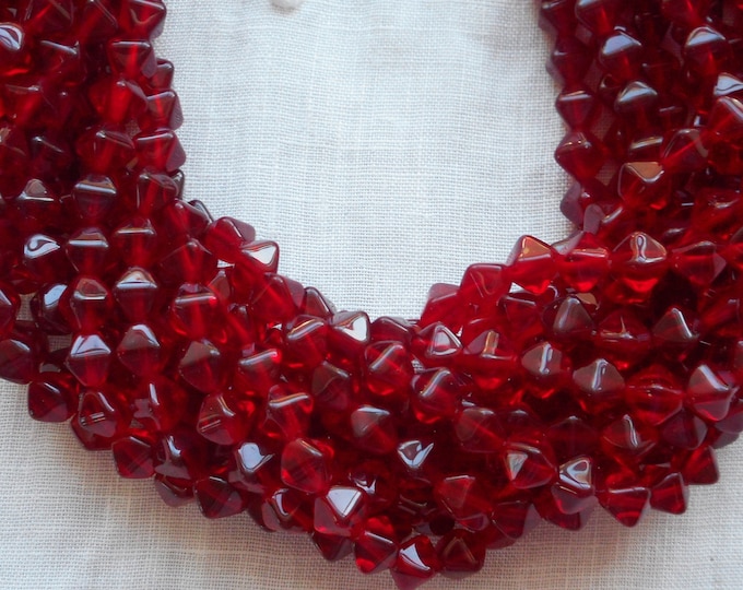 Fifty 6mm Dark Ruby Red Garnet Bicones Pressed Glass Czech - Etsy