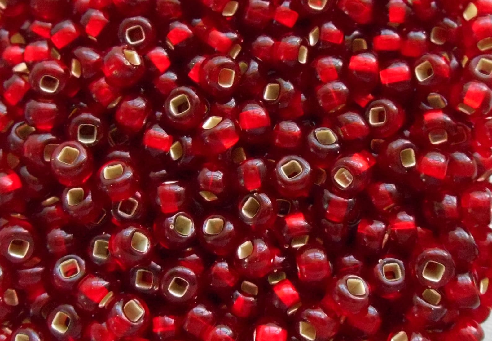 24 Grams Ruby Red Silver Lined Czech 6/0 Large Glass Seed Beads, Size 6 ...