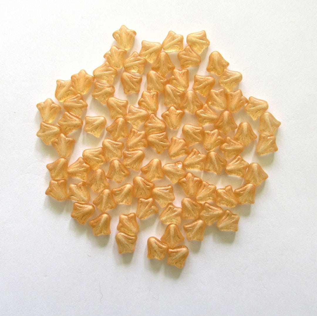 Lot of 25 8.5mm Czech Glass Flower Beads - Peach - Light Orange Luster ...