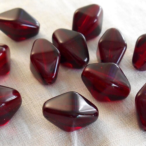 10 24 X 9mm Garnet Ruby Red Glass Long Lantern or Tube Beads - Etsy