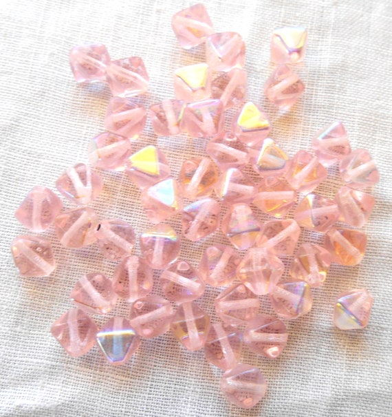 50 6mm Light Pink AB Bicones Pressed Glass Czech Bicone - Etsy