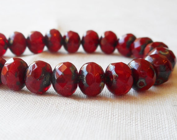 Lot of 25 Translucent Ruby Red . Garnet Picasso Faceted Puffy | Etsy