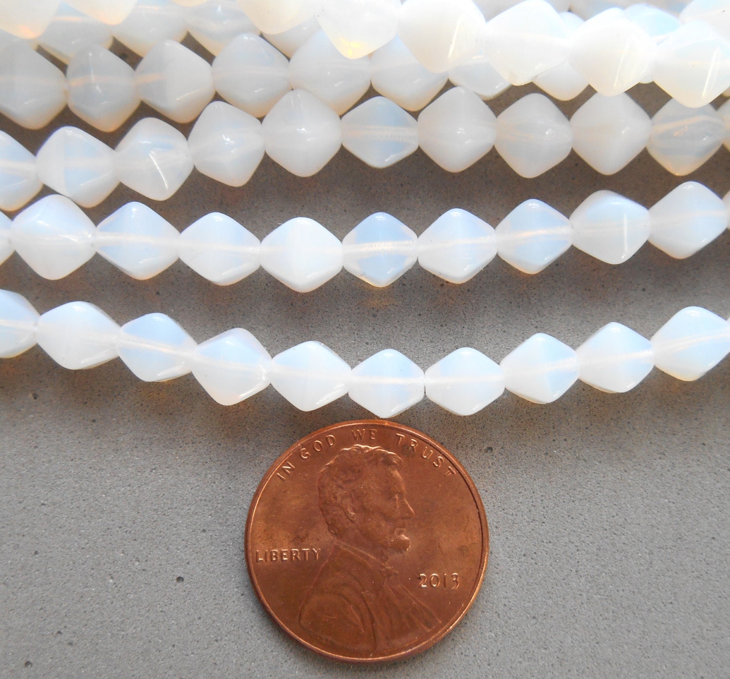 50 6mm Milky White Bicone Beads, Pressed Glass Czech Bicones, C0082 - Etsy