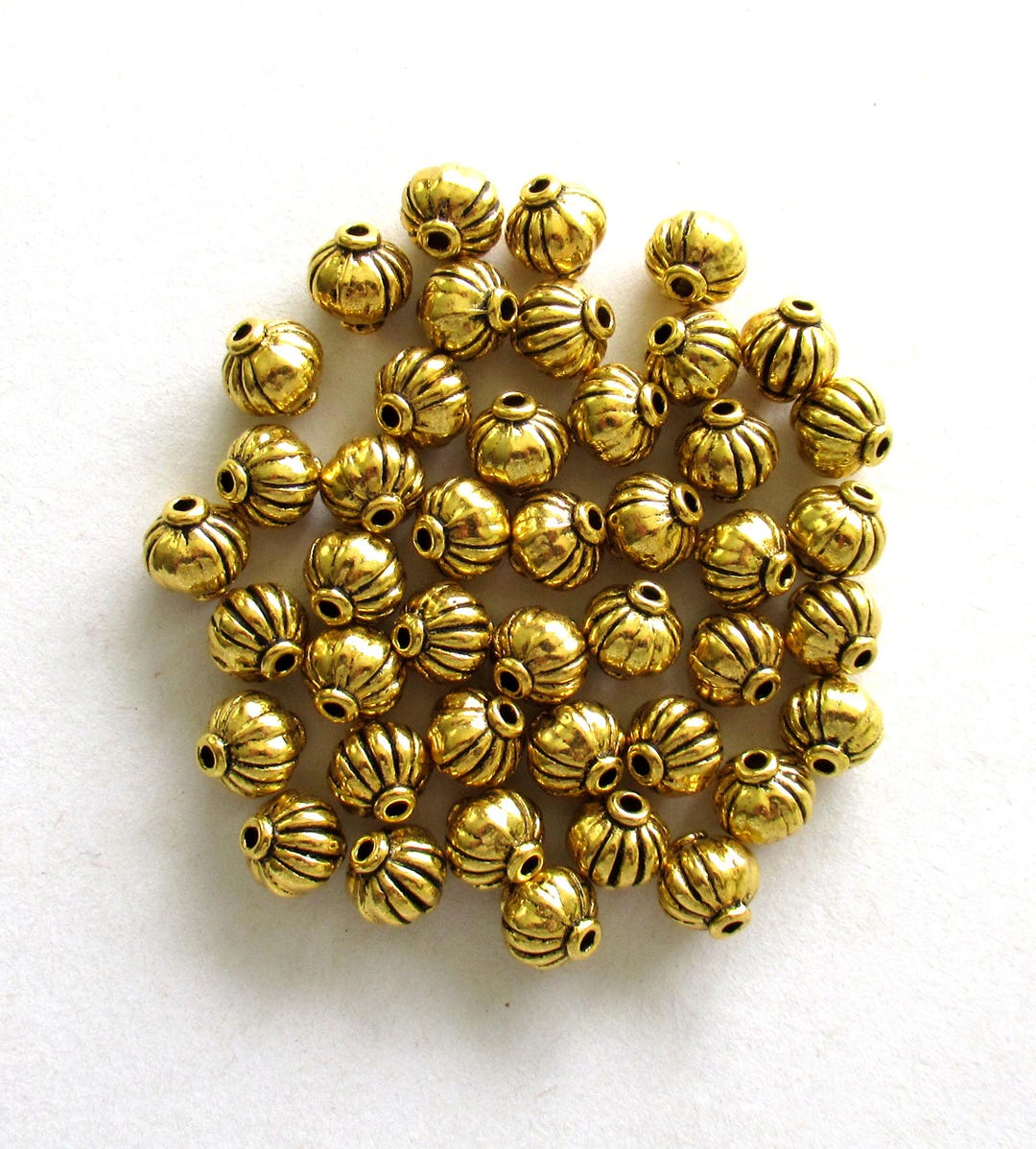 Antique Tibetan Style Gold Tone Metal Alloy Beads - 7mm - Pumpkin ...