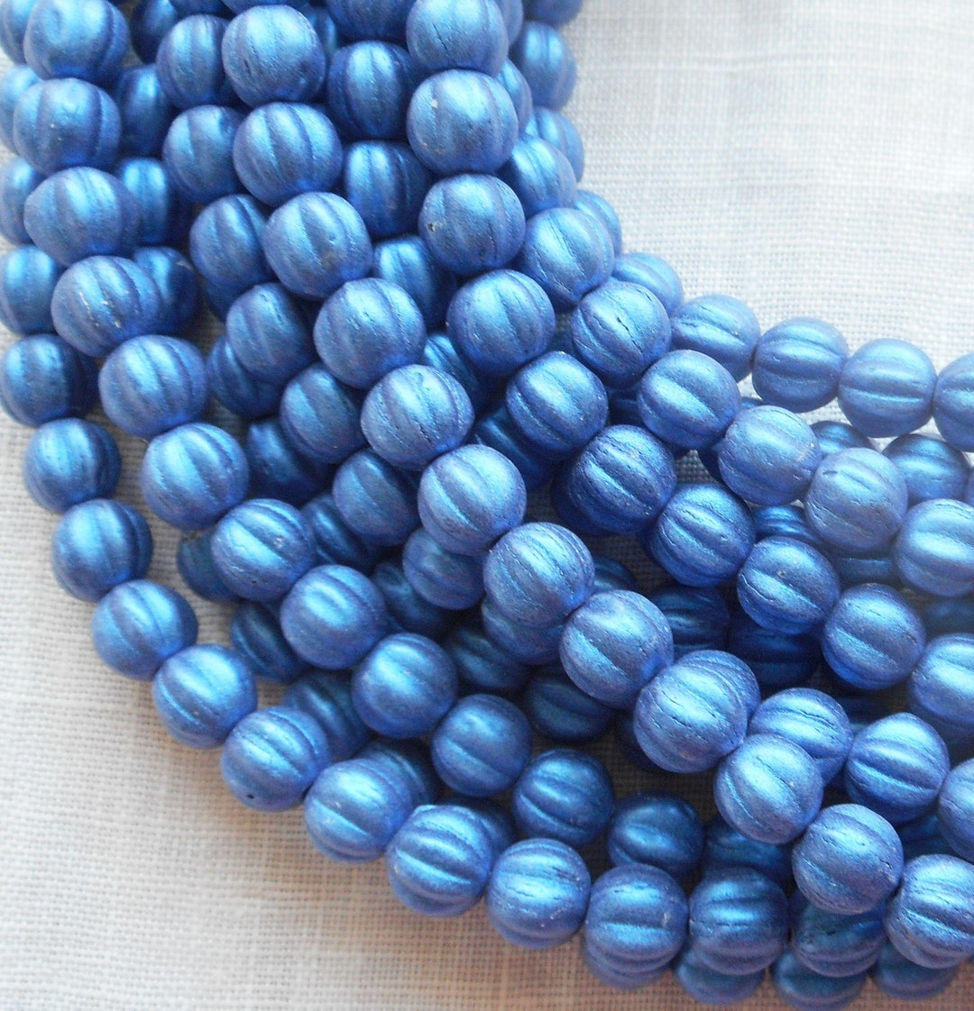 Fifty 5mm Matte Metallic Suede Blue Melon Beads Czech Pressed - Etsy