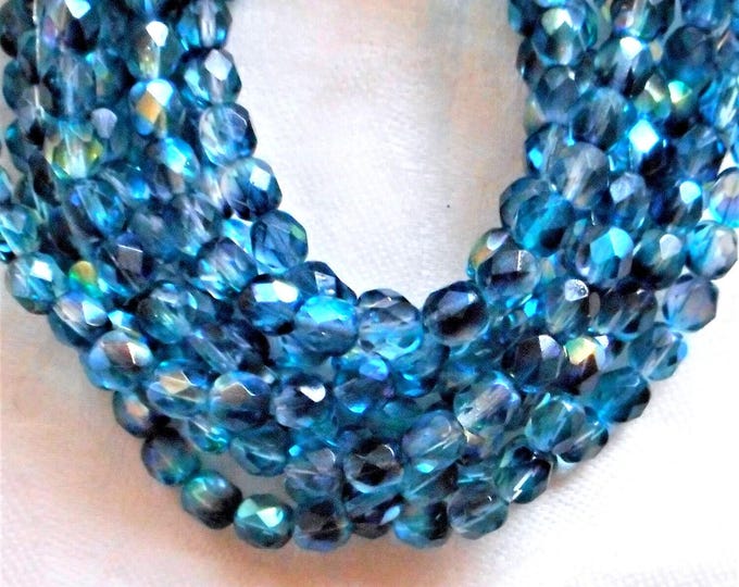 Lot of 25 6mm Aqua Blue Hematite Mirror Czech Glass Bead Mix ...