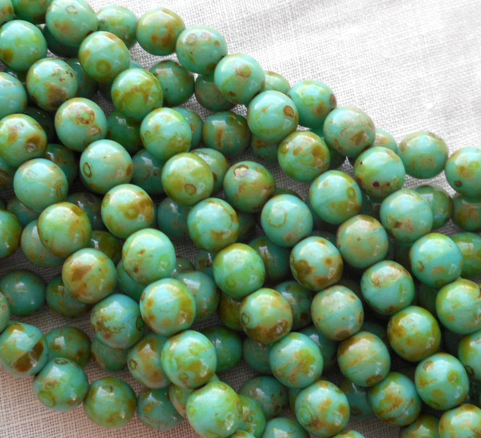 50 6mm Czech Glass Beads Opaque Turquoise Blue Picasso Smooth - Etsy
