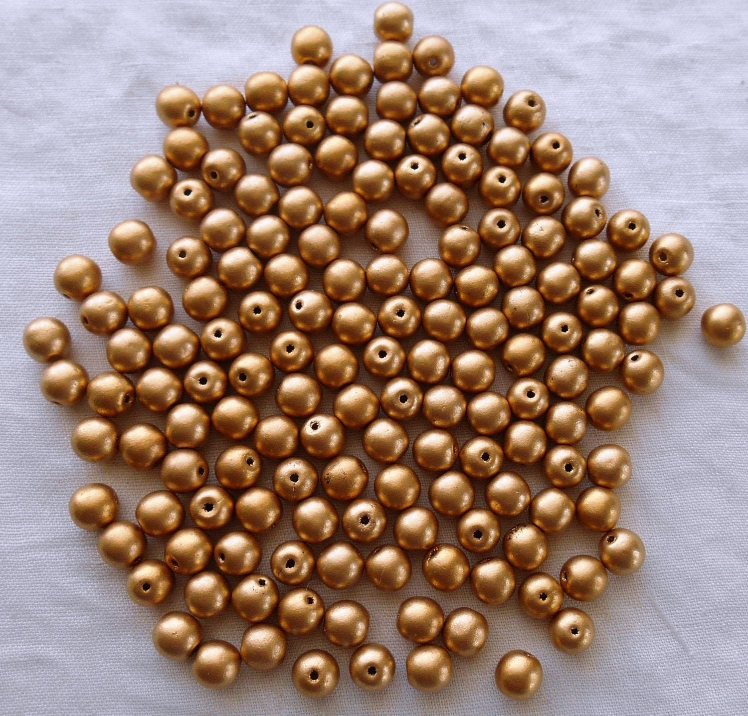 Lot of fifty 6mm Czech Matte Metallic Gold smooth round glass | Etsy