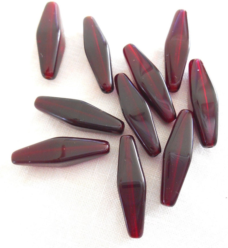 10 24 X 9mm Garnet Ruby Red Glass Long Lantern or Tube Beads - Etsy