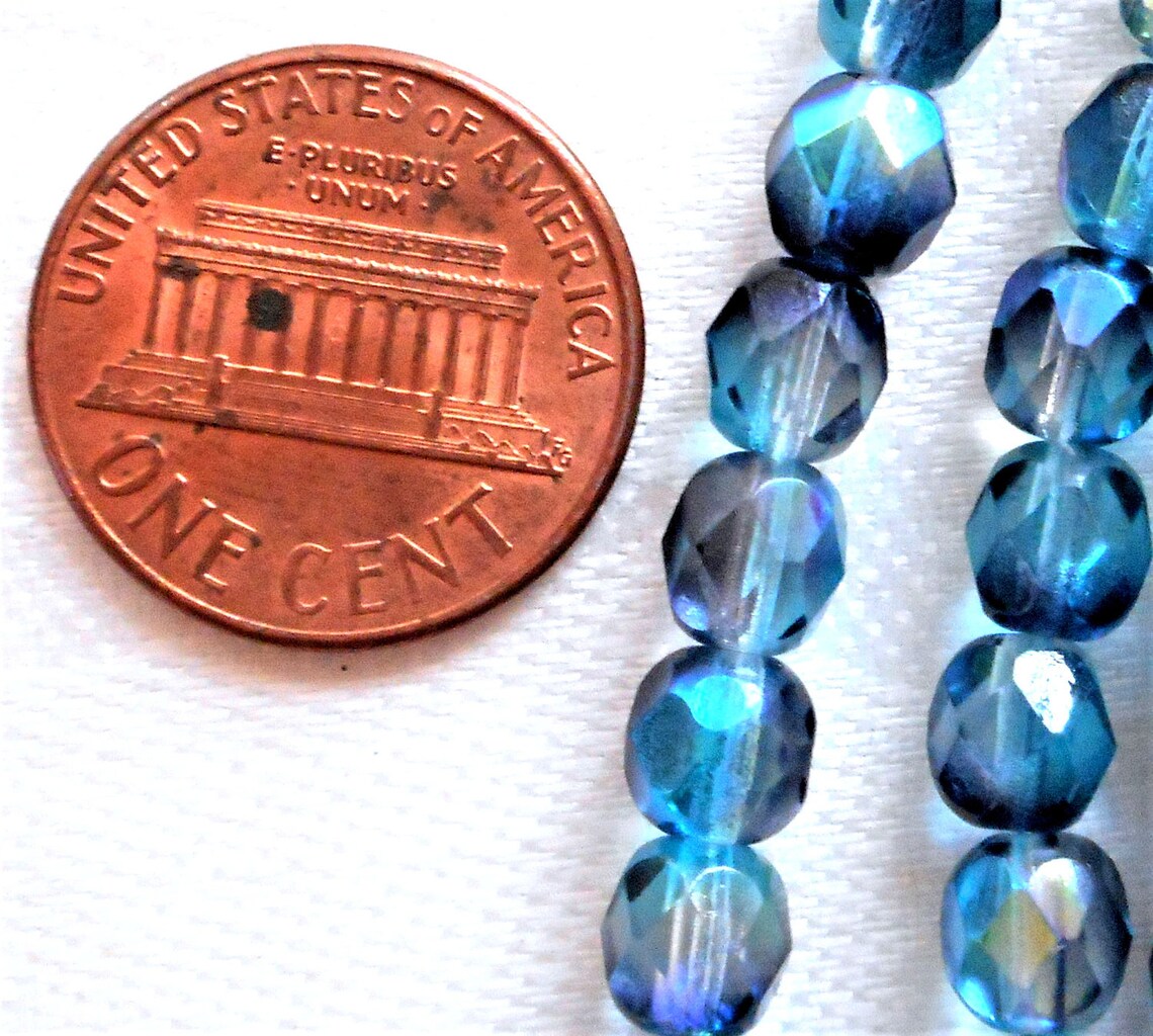 Lot of 25 6mm Aqua Blue Hematite Mirror Czech Glass Bead Mix | Etsy