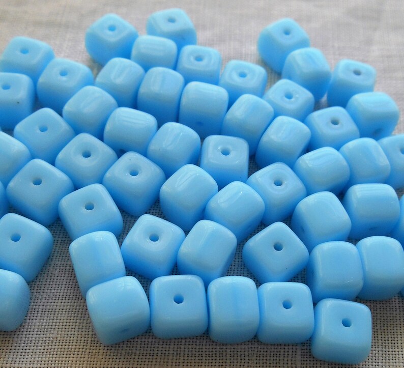 Lot of 25 Opaque Turquoise Blue Cube Beads 5 X 7mm Czech - Etsy