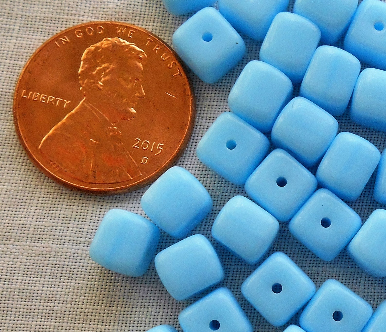 Lot of 25 Opaque Turquoise Blue Cube Beads 5 x 7mm Czech | Etsy