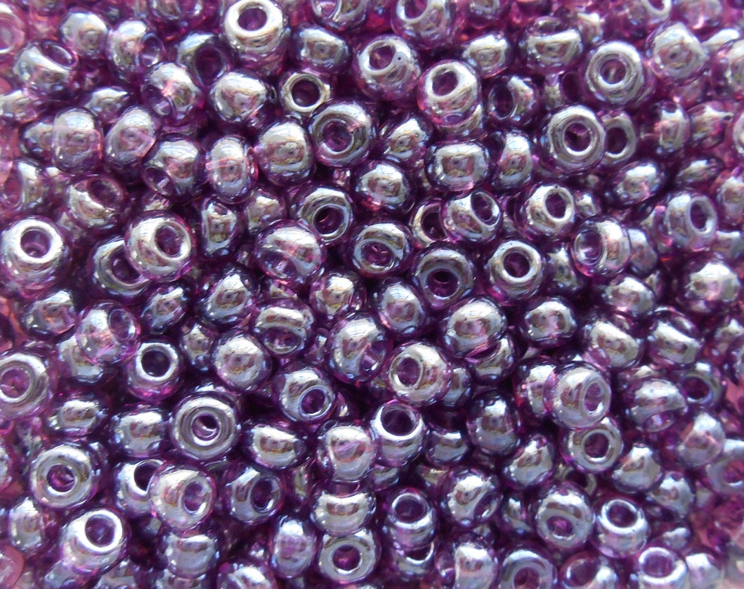 24 Grams Purple, Amethyst Luster Czech 6/0 Large Glass Seed Beads, Size ...