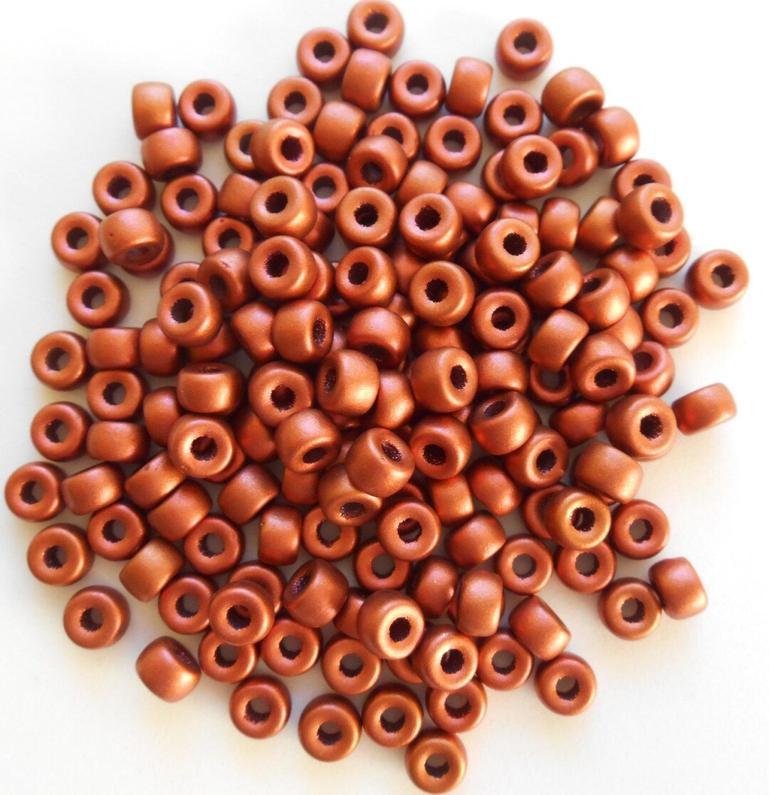 50 6mm Czech Metallic Copper Pony Roller Beads, Large Hole Glass Crow ...